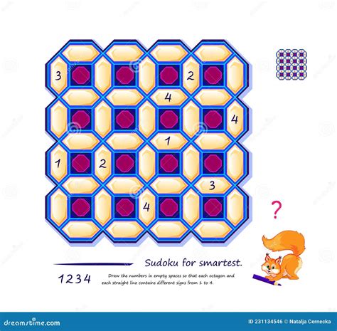 Logic Sudoku Puzzle Game Write Numbers In Empty Places So That Each Flower Each Horizontal And