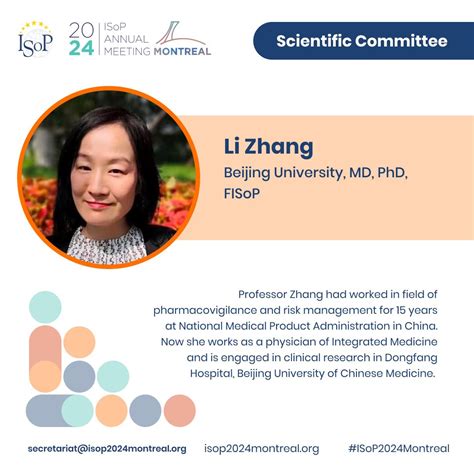 Thrilled To Have Li Zhang Join The Montreal 2024 Scientific Committee Bringing A Wealth Of
