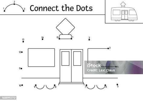 트램을 사용한 벡터 Dottodot 및 색상 활동 교통은 재미있는 트램웨이로 아이들을 위한 점 게임을 연결합니다 아이들을 위한 교통 색칠 공부 페이지 인쇄 가능한 워크시트