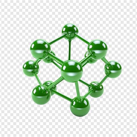 투명한 배경에 고립된 초록색 분자 구조 프리미엄 Ai 생성 Psd