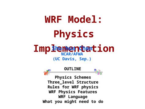 PPT WRF Model Physics Implementation OUTLINE Physics Schemes Three Level Structure Rules For