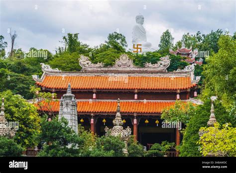 Asian Vietnamese Buddhist Temple And Buddha Statue At Long Son Pagoda