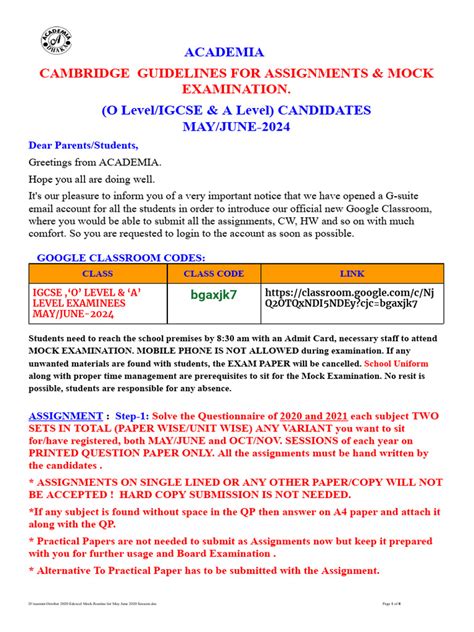 Cambridge Guidelines For Assignment Mock Examination Download Free