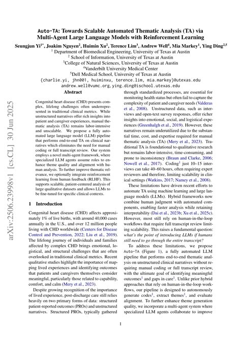Pdf Auto Ta Towards Scalable Automated Thematic Analysis Ta Via Multi Agent Large Language