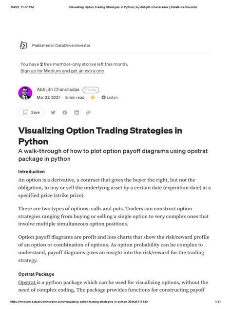 Visualizing Option Trading Strategies In Python By Abhijith