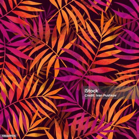 열 대 종 려를 가진 완벽 한 패턴 단풍 세련 된 그림입니다 벽지 직물 직물 디자인 0명에 대한 스톡 벡터 아트 및 기타 이미지 0명 귀여운 디자인 Istock