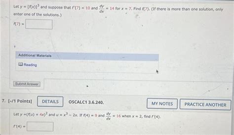 Solved Let Y [f X ]3 And Suppose That F′ 7 10 And Dxdy 14
