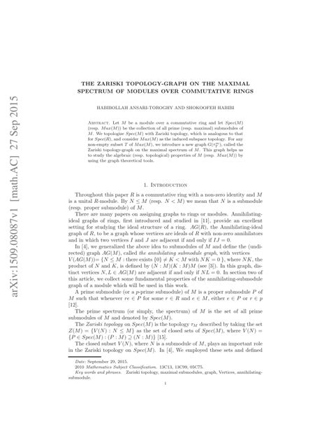 Pdf The Zariski Topology Graph On The Maximal Spectrum Of Modules Over Commutative Rings