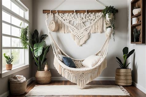 Premium Photo Cozy Corner Hammock With Macrame Wall Hanging