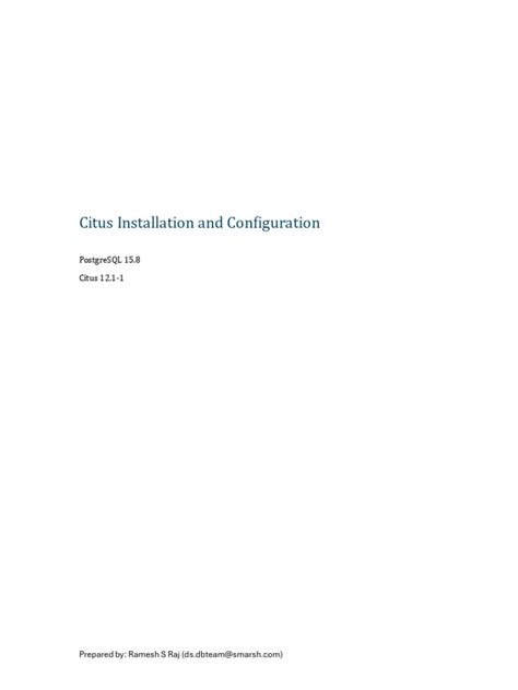 Citus Installation And Configuration Pdf Computer Cluster Postgre Sql