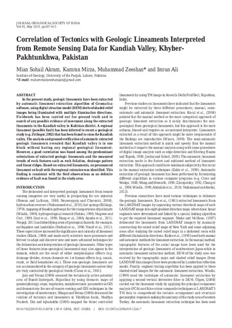 Pdf Correlation Of Tectonics With Geologic Lineaments Interpreted From Remote Sensing Data For