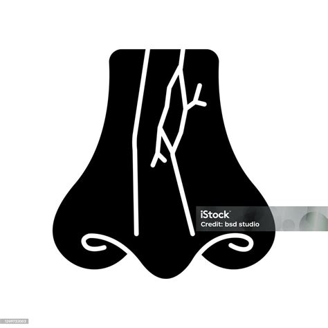 비강 골절 검정 글리프 아이콘 부러진 코 뼈 코 연골에 균열 안면 부상 외상 건강 상태 의료 공백에 실루엣 기호 벡터 격리 된 그림 개념에 대한 스톡 벡터 아트 및 기타