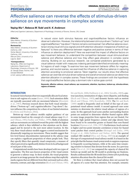 Pdf Affective Salience Can Reverse The Effects Of Stimulus Driven Salience On Eye Movements In