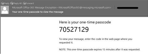 Accessing An Encrypted Email From O365 Using One Time Passcode