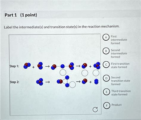 solved part 1 1 point label the intermediate s and transition state s in the reaction