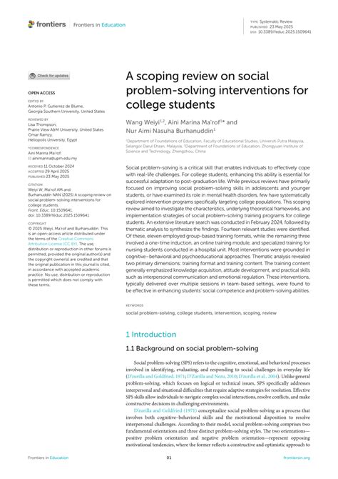 Pdf A Scoping Review On Social Problem Solving Interventions For
