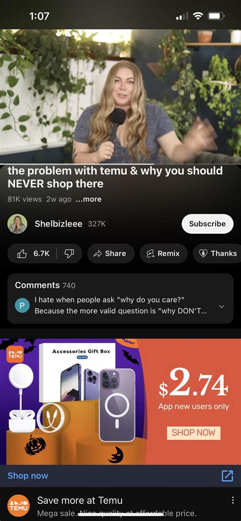Getting A Temu Ad Under A Video About Temu Being Bad So Sick Of That