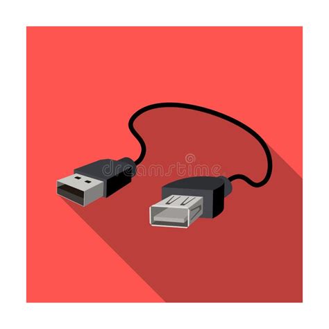 Usb Cable Icon In Flat Style Isolated On White Background Personal Computer Accessories Symbol