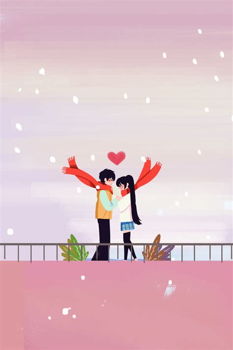 로맨틱 포스터를보고 겨울 몇 풍경 겨울 설경 여행 커플 따뜻한 야외 여행 일러스트 레이터 배경 레이터 여행 일러스트 배경