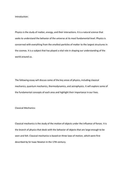 Physics Essay Physics Ib Thinkswap