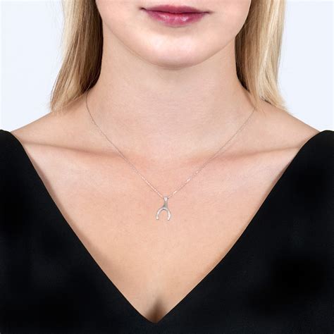 9ct White Gold Wishbone Diamond Pendant Necklace London Road Jewellery