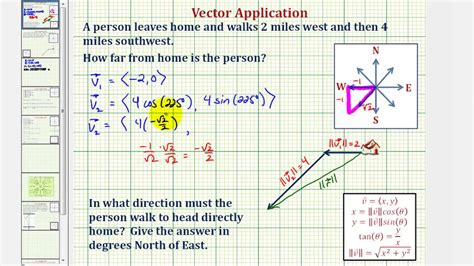 Ex Vector App Find The Resultant Vector Of A 2 Direction Walk Youtube