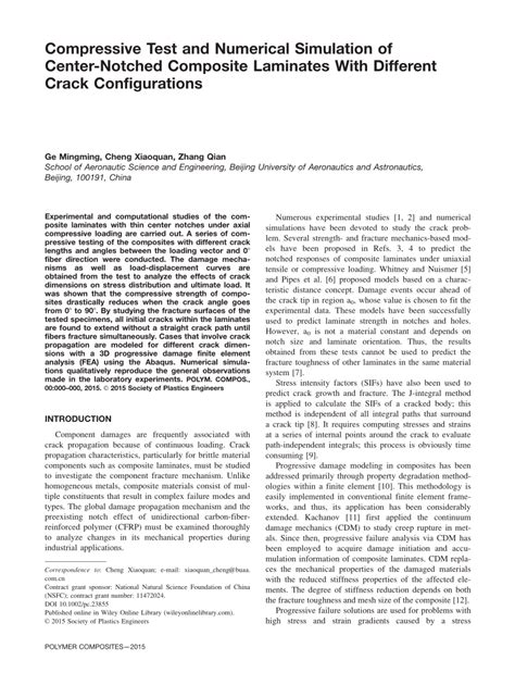 Pdf Compressive Test And Numerical Simulation Of Center Notched