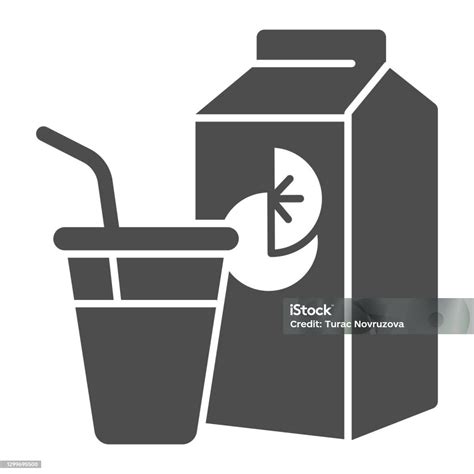 빨대와 주스 포장 솔리드 아이콘 다이어트 컨셉 흰색 배경에 신선한 유기농 음료 표지판 감귤 주스 패키지 및 글리프 스타일의 유리 아이콘이있는 유리 벡터 그래픽 아이콘에 대한