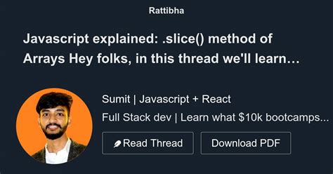 Javascript Explained Slice Method Of Arrays Thread From Sumit