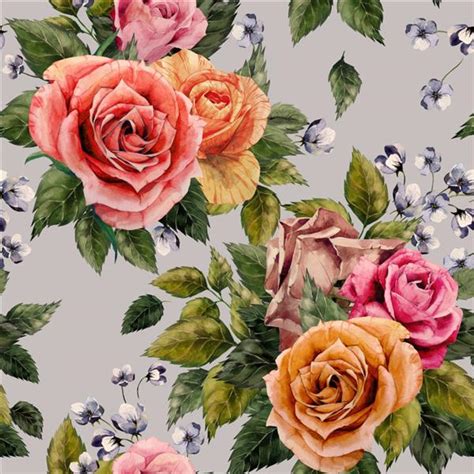 الگوی گل بدون درز با رزهای قرمز بنفش و صورتی در زمینه روشن آبرنگ 1701250