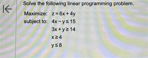Solved Solve The Following Linear Programming Problem