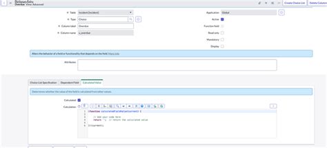 How Do I Write The Code For A Calculated Value Rservicenow