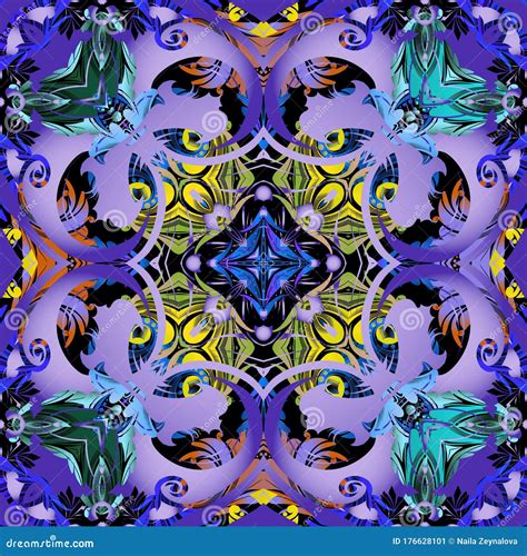 Colorful Abstract Floral Seamless Pattern Vector Ornamental Bright