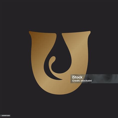 대문자 장식 문자 U 로고 물 기름 방울 모노그램 시그니처 아이콘입니다 럭셔리 스타일의 알파벳 이니셜 0명에 대한 스톡 벡터 아트 및 기타 이미지 Istock
