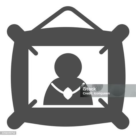 남자 초상화 그림 단단한 아이콘 도시 박물관 개념 벡터 그래픽입니다 흰색 배경에 역사적인 사람 기호가 있는 벽 그림 모바일 또는 웹 디자인에 대한 글리프 스타일 아이콘 검은