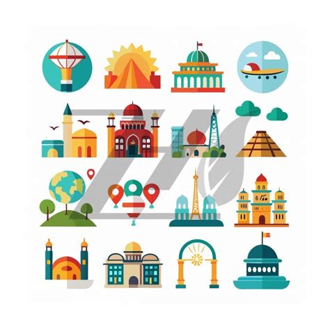 دانلود وکتور مجموعه آیکون های جاهای دیدنی دانلود رایگان فایل لایه باز