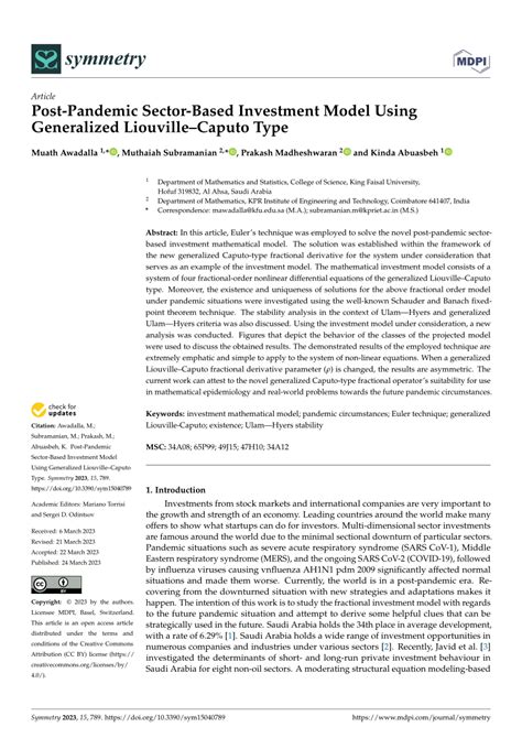 Pdf Post Pandemic Sector Based Investment Model Using Generalized