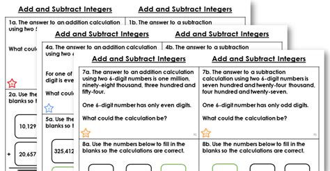 Free Year 6 Add And Subtract Integers Lesson Classroom Secrets Classroom Secrets