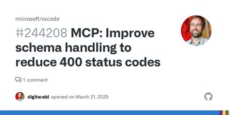 Mcp Improve Schema Handling To Reduce 400 Status Codes · Issue 244208 · Microsoftvscode · Github