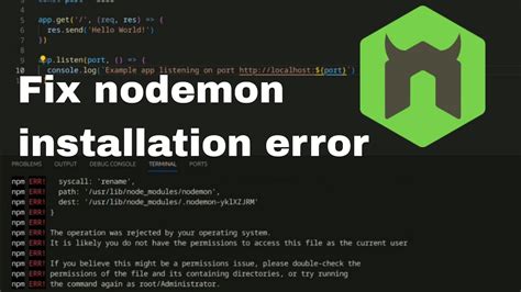 How To Fix Nodemon Install Error How To Install Nodemon In Visual Studio Code Terminal
