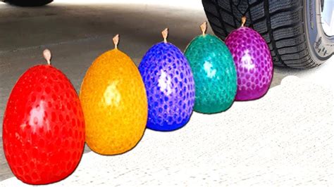 실험 자동차 대 콘돔 연필 장난감 트럭을 활용한 컬러 오르비즈 자동차로 물건 부수기 Youtube