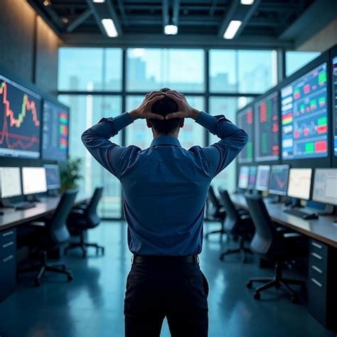 A Man Is Standing In Front Of A Computer Screen Premium AI Generated