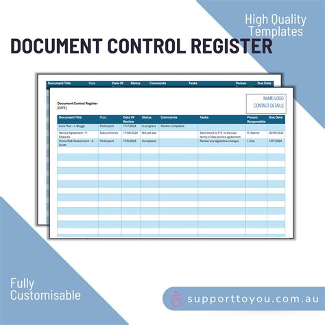 Document Control Register Disability Care Supporttoyou