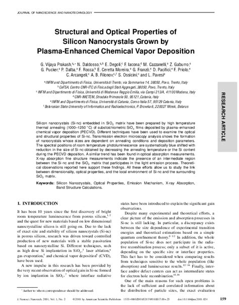 Pdf Structural And Optical Properties Of Silicon Nanoparticles