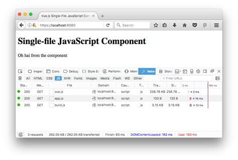 Vuejs одно файловые компоненты Javascript в браузере