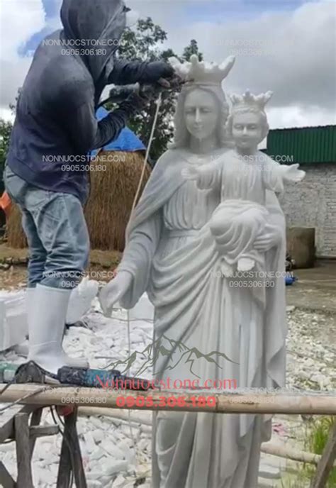 Tượng Đức Mẹ Mân Côi Bằng Đá 48 Non Nước Stone Điêu Khắc Đá Non Nước