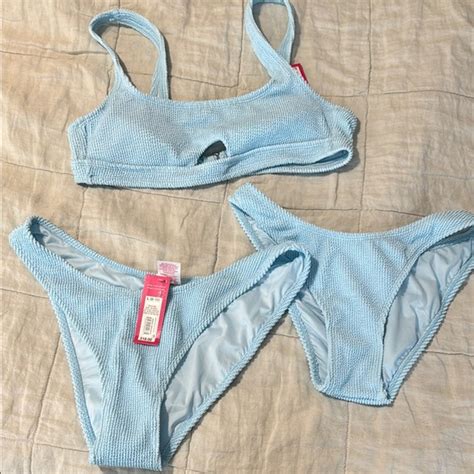 Xhilaration Swim Xhilaration Light Blue Textured Ribbed Peekaboo