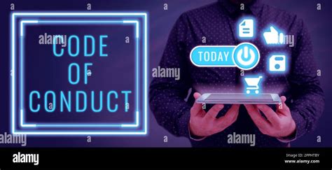 Conceptual Display Code Of Conduct Business Concept Ethics Rules Moral Codes Ethical Principles