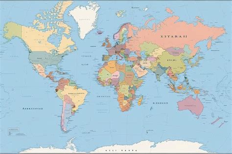 국가 경계가 있는 세계 지도 프리미엄 사진