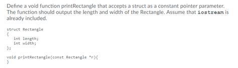 Solved Define A Void Function Printrectangle That Accepts A
